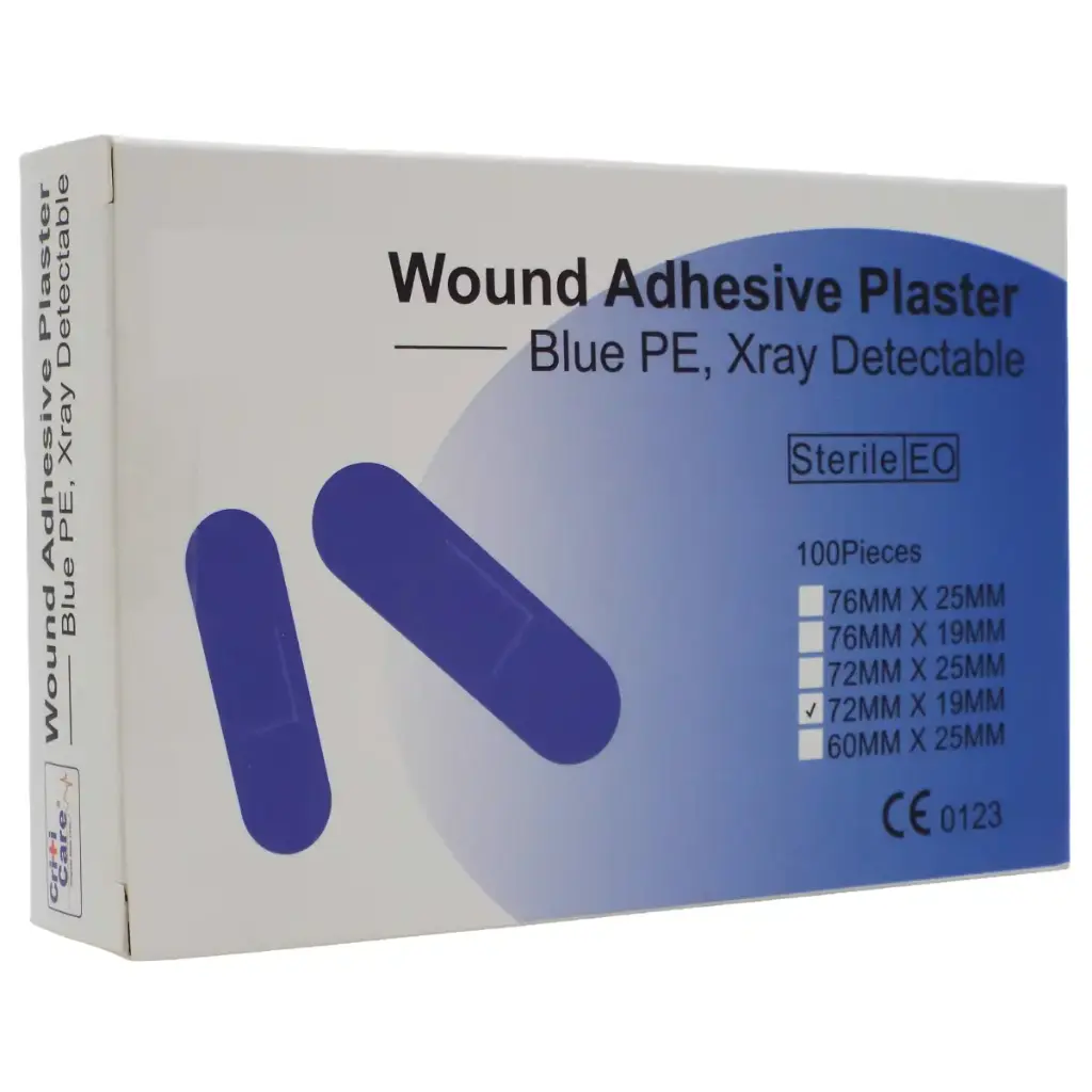 Blue X-Ray & Metal Detectable Plaster Strips (100 Pack)